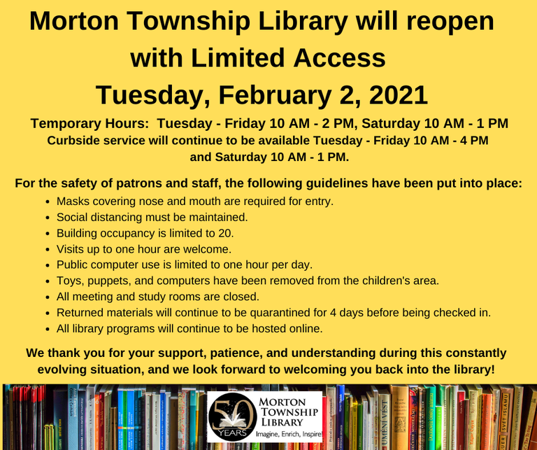 Welcome to the Morton Township Library — Morton Township Library